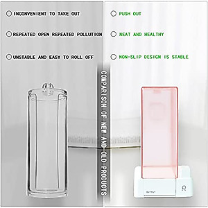 Cotton Pad Dispenser Dresser Organizer, Makeup Remover Cotton Organizer, Can Automatically Press Out A Square Makeup Pad Holder, Delivery Non-Porous Wall-Mounted Adhesive Clips (Pink)