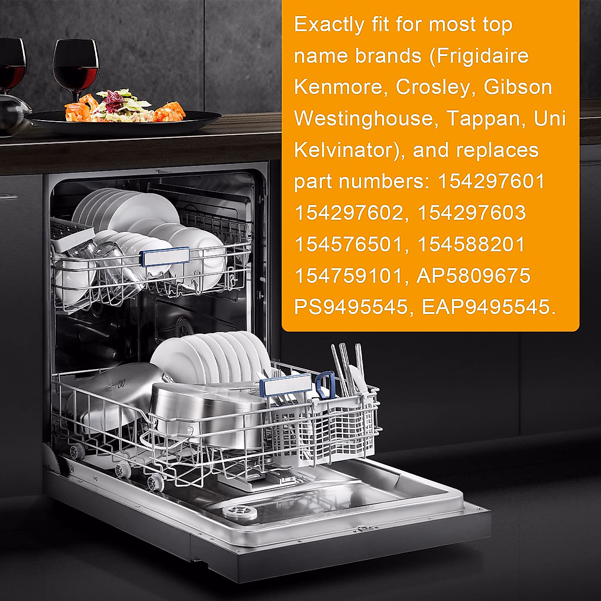 809006501 Dishwasher Bottom Door Gasket Replacement Part - for Electrolux Frigidaire Dishwasher Lower Gasket Seal,Exact Compatible Models 154576501 154297601 PS9495545 AP5809675 154297602 154588201