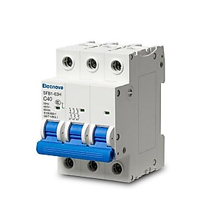 Elecnova 6-63A Miniature Circuit Breaker, AC 3 Pole 400V, DIN Rail Mounted 40 amp Breaker, Overload, Short-Circuit Protection, 110V / 120V Available, MCB