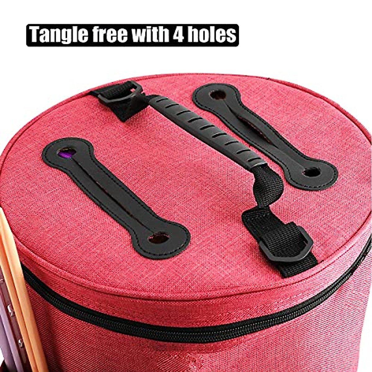 Weabetfu Large Capacity Portable Yarn Organizer Knitting Tote Storage Bag Yarn Bags Have Pocket for Crochet Hooks,Knitting Needles & Accessories,Prevent Yarn Tangle(Red)