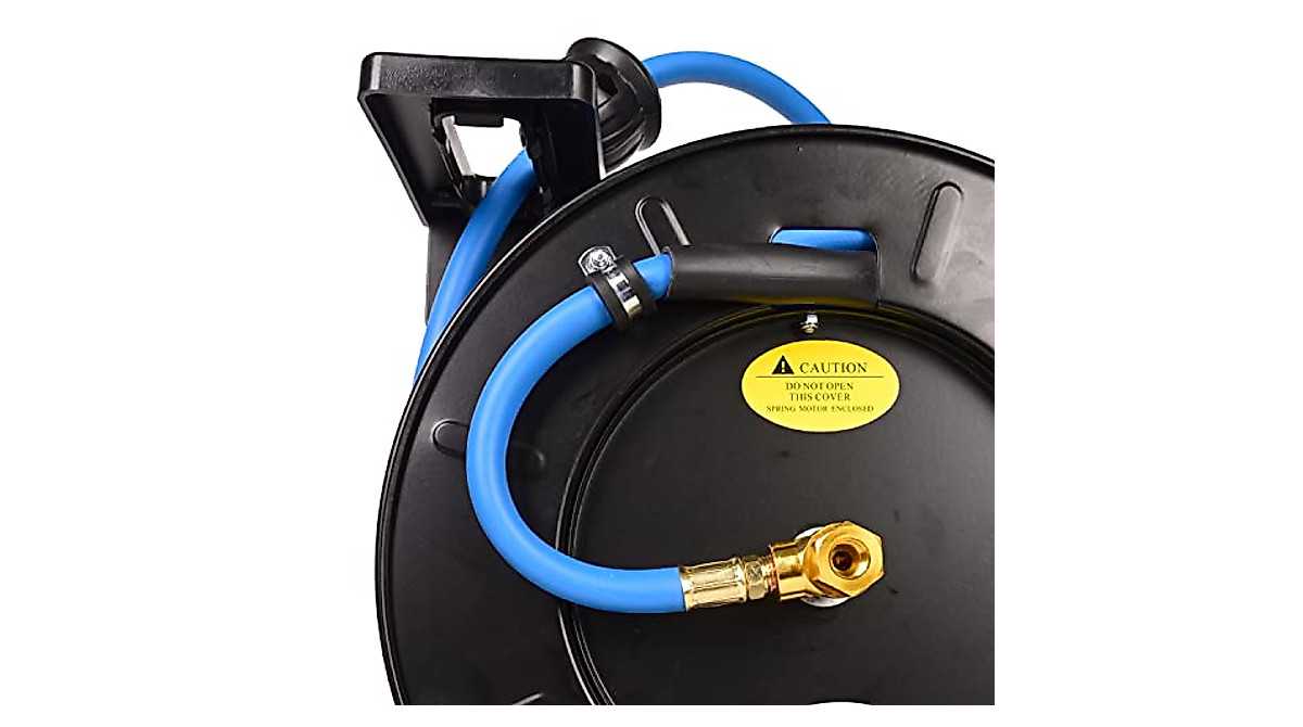 Aain AA039 Heavy-Duty 50 ft Air Hose Reel - Wall, Ceiling Mount