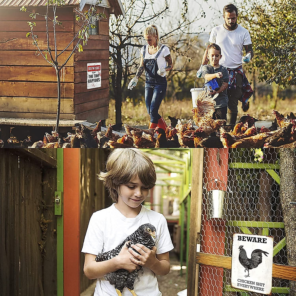 Metal Signs Funny Chicken Coop Decor, Farm Sign for Home Kitchen Outdoor Plaque Gifts for Chicken Fan Lovers 6 Pces 8×12 Inch