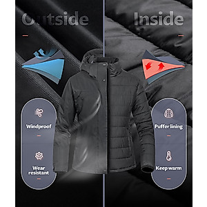 CREATMO US Women's 3 in 1 Waterproof Ski Jacket Windproof Snow Coat Black 2XL