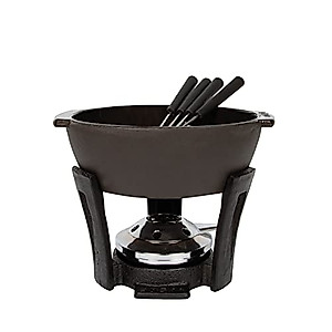 Boska Cheese Fondue Party Set - Black Cast Iron Fondue Pot for Cheese, Meat, and Chocolate - Suitable for Every Stove - Wedding Registry Items for up to 4 Persons