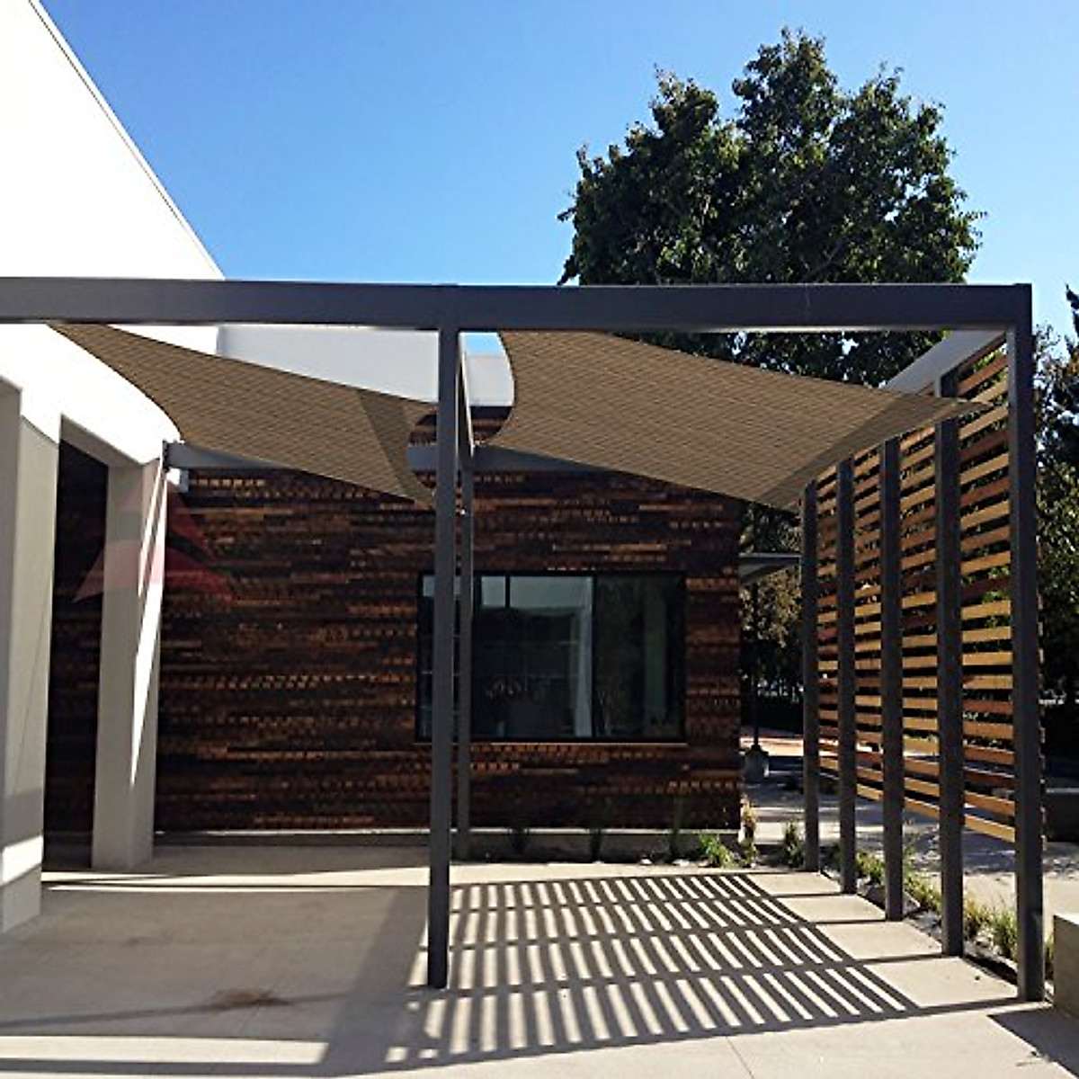 Windscreen4less Sun Shade Sail Brown 16' x 20' Rectangle Patio Permeable Fabric UV Block Outdoor Covering Canopy Perfect for Backyard, Porch, Pergola, Lawn, Garden, Pool- Customized