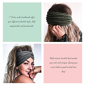 AKTVSHOW 7'' Wide Headbands for Women, Extra Large Turban Workout Headband Fashion Yoga Hair Bands Boho Twisted Thick Hair Accessories, 8Pack