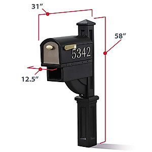 Step2 Mailmaster Hudson Mailbox, Easy to Install, Large Mailboxes for Outside, Heavy-Duty, Weather Resistant, Black