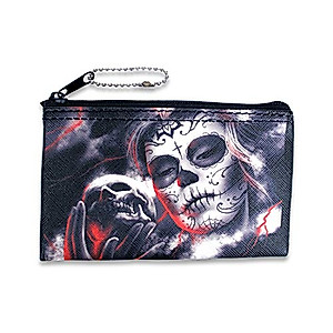 Liquorbrand Eternal Shoulder Tote Bag and Coin Purse Handbag & Zipper Pouch | Sugar Skull Dia De Los Muertos Dark Gothic Design