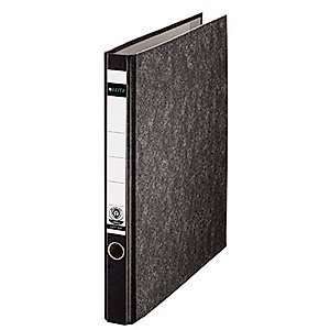 Leitz 2-Ring 1-Inch Premium A4 Sized European Black Marbled Binder, Black (R25)
