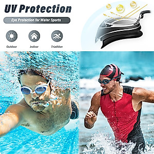 Swimming Goggles 2 Pack Swim Goggles Anti Fog Goggles Adult Swimming UV Protection Fit for Adult Men Women Youth Junior, No Leaking Soft Silicone Seal Flat Lens Clear Vision, 3 Sizes of Nose Bridge