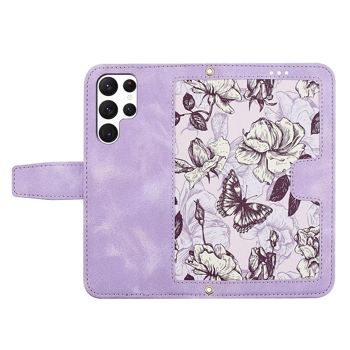 Rnrieyta Miagon Flip Case for Samsung Galaxy S23 Ultra,Lovely Flower PU Leather Wallet Phone Folio Case Magnetic Protective Cover with Stand Function Card Slots,Purple