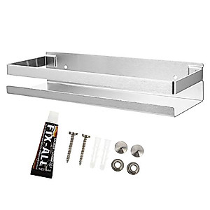 Cabilock Wall Mounted Shower Caddy Basket Shelf Shampoo Holder Organizer for Bathroom Kitchen (Sliver)