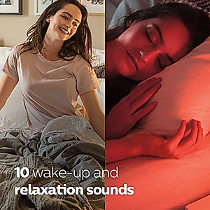 Philips SmartSleep Sleep and Wake-Up Light, Simulated Sunrise and Sunset, Multiple Lights and Sounds, RelaxBreathe to Sleep, HF3650/60