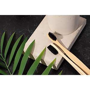 [10 Pack] Biodegradable Bamboo Toothbrushes - Soft Charcoal Infused Bristles for Cleaner Teeth - Sustainable Wooden Toothbrush - Natural Toothbrush That Lasts - Travel Case Included, BPA-Free