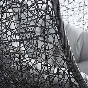 Modway EEI-739-GRY-SET Encase Wicker Rattan Outdoor Patio Porch Lounge Egg, Swing Chair with Stand, Gray