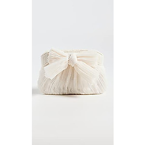 Loeffler Randall Women's Mini Pleated Frame Clutch with Bow, Pearl, Off White, One Size