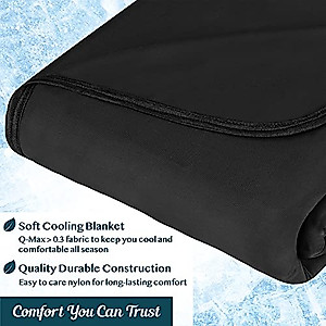 PAVILIA Cooling Blanket Throw for Hot Sleepers, Lightweight Summer Cooling Blanket for Couch Sofa Bed Nap, Absorbs Body Heat to Keep Cool Cold Effect Breathable Comfortable - Black 50x60