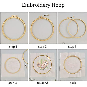 Stamped Embroidery Starters Kits with Pattern for Beginners Little Pink Flowers with Hoops Black Cloth Threads Needlework Art Cross Stitch Kits for Adults Students Home Decoration