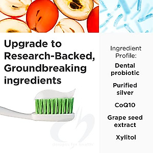 Designs for Health PerioBiotic Xylitol Toothpaste - Fluoride Free Toothpaste with Probiotics, Purified Silver + CoQ10 for Healthy Teeth, Gums & Fresh Breath - No SLS or BPAs - Spearmint Flavor (4oz)