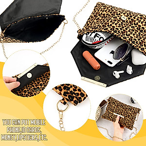 Sotiff 5 Pcs Women Leopard Jewelry Set Statement Leopard Clutch Purse Earring Leather Wrap Bracelets Long Tassel Pendant Necklace (Classic)