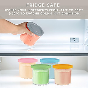 Ninja Creami Pints and Lids - 4 Pack Ninja Creami Cups, 16 oz Ninja Creami Containers, Creami Pint Containers Compatible with Ninja NC299AMZ & NC300s Series Ice Cream Maker - Tight Sealing & Anti-Slip