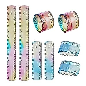 4 PCS Flexible Ruler, Bendable Ruler Soft Rulers for Kids, Colorful Bendy Plastic Rulers with Inches and Centimeters Soft Ruler for Drawing Measuring Tools for School Classroom Office Kids & Adults