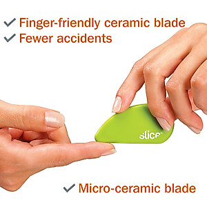 Slice Ceramic Blade Safety Cutter, Opens Clamshell Packaging, Green & 10515 Mini Box Cutter, Ceramic Blade Locks Into Position, Right or Left Handed Mini Cutter, Keychain Box Opener, 1 Mini Cutter