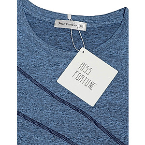 MISS FORTUNE Womens Yoga Tops Short Sleeve Loose Fit Funny Cool Shirt Activewear Tunics Exercise Wear Plus Size Workout Clothes for Women 2X Blue