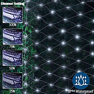 Apatner Outdoor Net Mesh Lights Bushes Lights Plug in Outside Tree Light 9.8ft x 6.6ft 200 LED Connectable for Curtain Garden Yard Balcony, 8 Mode with Remote(White)