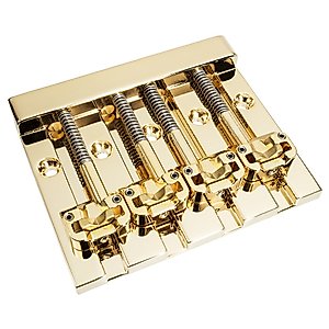 Hipshot KickAss High-mass Bass Bridge for 5-bolt Fender, Gold