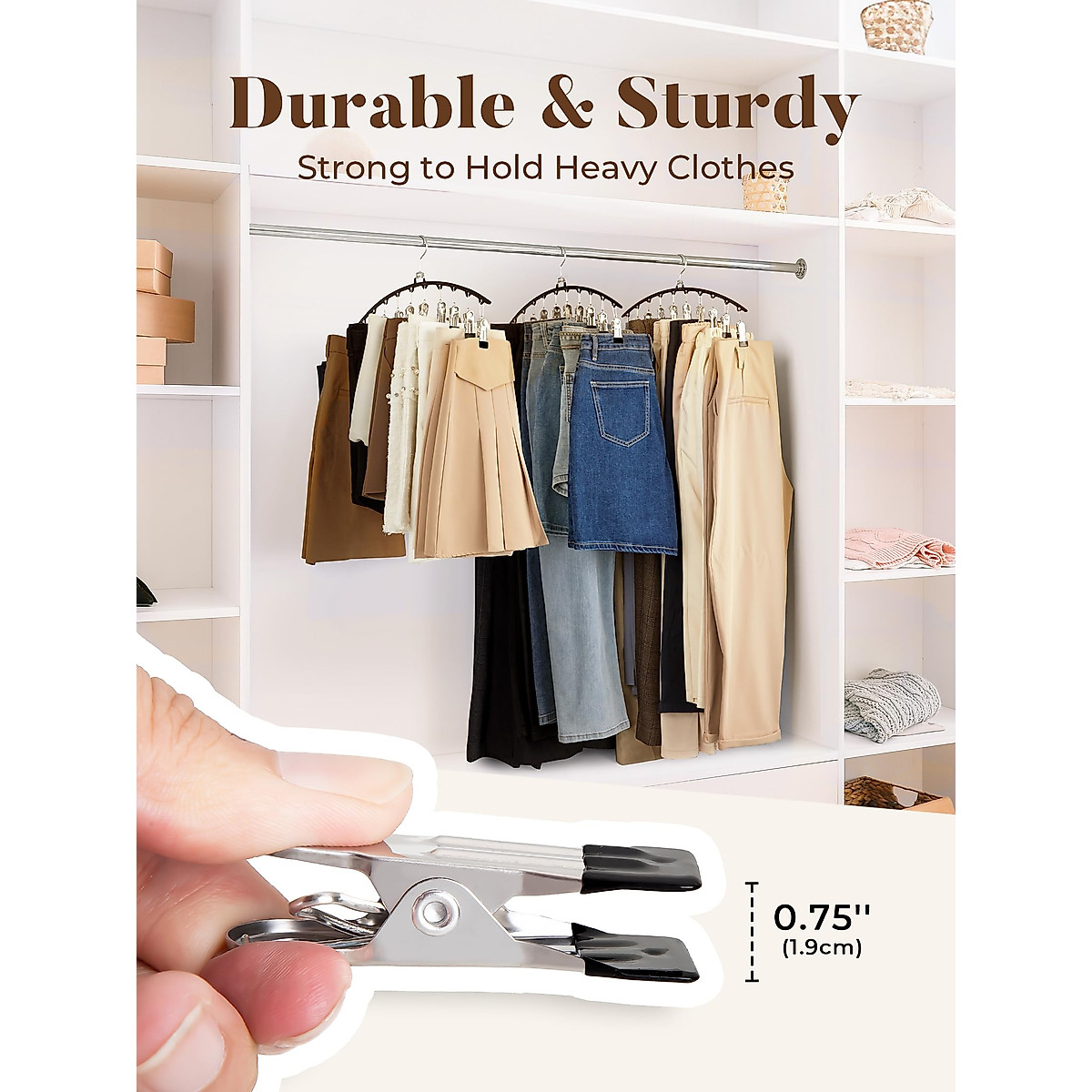 HOUSE DAY Legging Organizer for Closet, Metal Yoga Pants Hanger 2 Pack w/10 Clips Holds 20 Leggings, Space Saving Hanger Closet Organizers and Storage, Clips Hanger for Pants, Skirts, Hats, Black