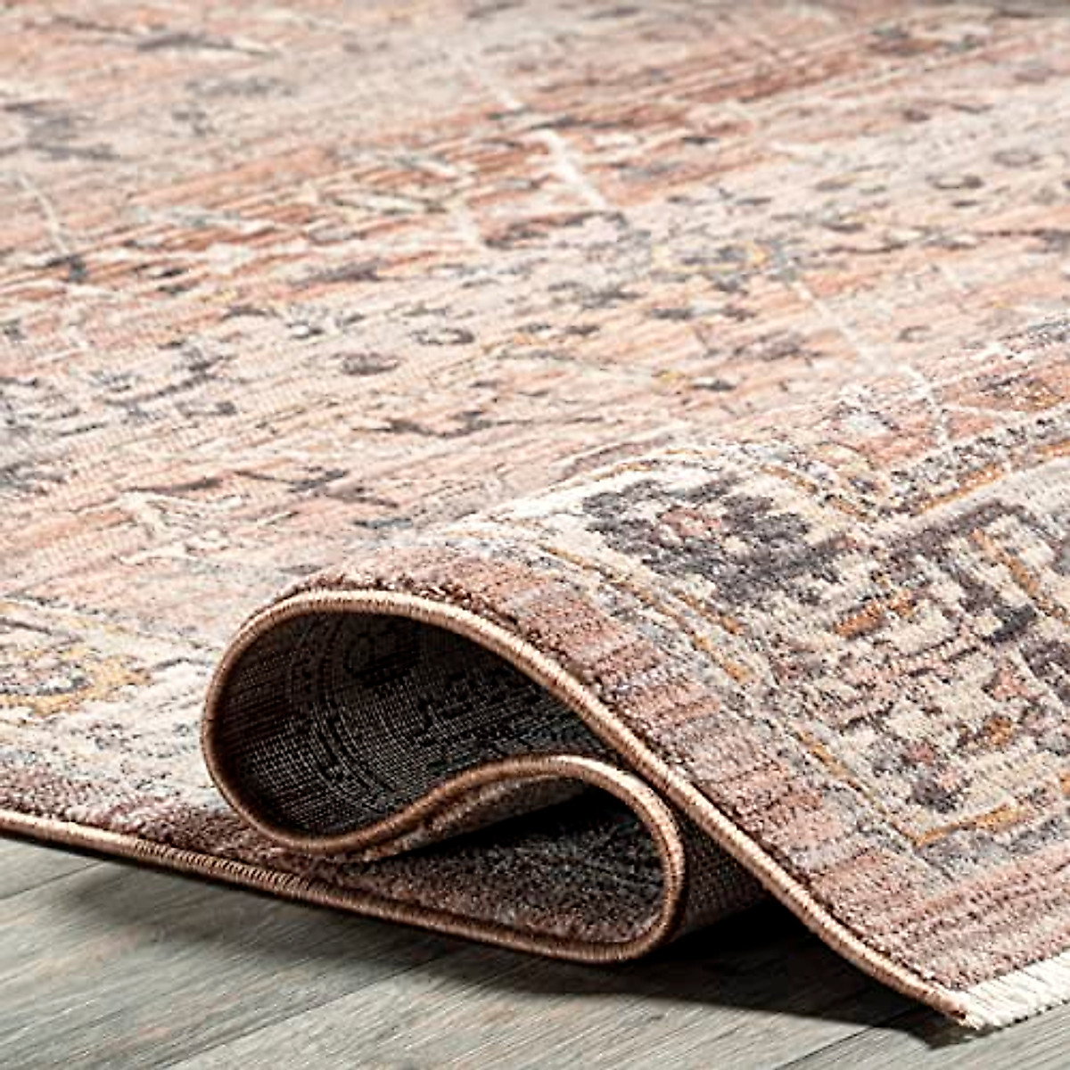 nuLOOM Sorsha Persian Traditional Fringe Area Rug, 5' x 7' 9", Rust