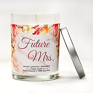 Future Mrs. | Lemon, Jasmine, Rosewood | Luxury Scented Soy Candle | 10 Oz. Jar Candle | Made in The USA | Unique Bride Gift for The Bride to Be for Bachelorette Parties, Bridal Showers, Wedding Day