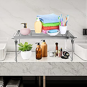 Orgneas Expandable Cabinet Shelf Organizer, Adjustable Freezer Shelf 16.7"-24.8" Thickened Heavy Duty Shelf Organizer Rack for Kitchen Countertop Cupboard Organization and Storage