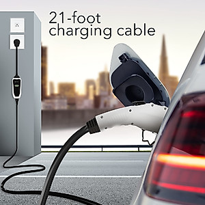 Lectron Level 1 / Level 2 Portable J1772 EV Charger (12 Amp / 32 Amp) with Dual Charging Plugs (NEMA 5-15 & 14-50) - Compatible with All J1772 EVs (White)