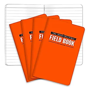 Elan Publishing Company the Indestructible 3.5 by 5.5 in Field Notebook, Orange, Pack of 4