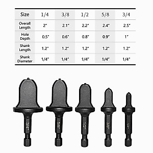 HVAC Copper Tube Flaring Tool 5PC Drill Bit Set, Copper Pipe Expander Bit for Air Conditioner Repairing, Include 3/4 5/8 1/2 3/8 and 1/4, Hex Shank for Impact Drill and Power Drill