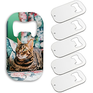 MR.R 6 Pieces Sublimation Blanks White Color Stainless Steel Dog Tag Shape Bottle Opener, Solid and Durable Beer Openers, White Color