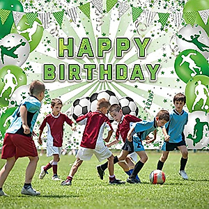 Soccer Themed Birthday Party Decoration Soccer Happy Birthday Backdrop Photo Background Banner Poster for Soccer Party Decorations Party Supplies 70.8 x 47.2 Inch