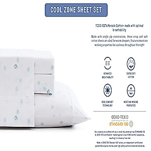 Tommy Bahama - Queen Sheets, Cotton Percale Bedding Set, Crisp & Cool, Stylish Home Decor (Cool Zone White, Queen)