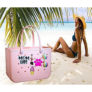 Lovyit Beach Bag Charm Accessories Rubber Decoration Insert Charms for Simply Southern Totes Bogg Bags (Paw+Momlife, 3pcs)