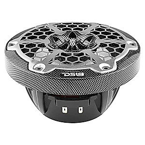 DS18 Hydro CF-65M - High End Carbon Fibre Coaxial Speaker Pair - 2-Way Marine Speaker w/Integrated RGB Lights - 375 Watt - 100% UV Stable - Water Resistant Speakers - 6.5 Inches
