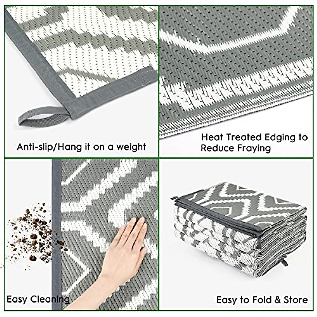 fifame Outdoor Camping Rug Patios Clearance Plastic Straw Weatherproof Reversible Mats, Large Floor Mat for RV, Backyard, Deck, Picnic, Beach, Trailer, Camping