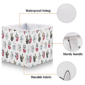 KEEPREAL French Bulldog Pug Basket Bin Large Storage Basket Toy Basket Rectangular Storage Basket Clothes Basket Decorative Basket for Home Office