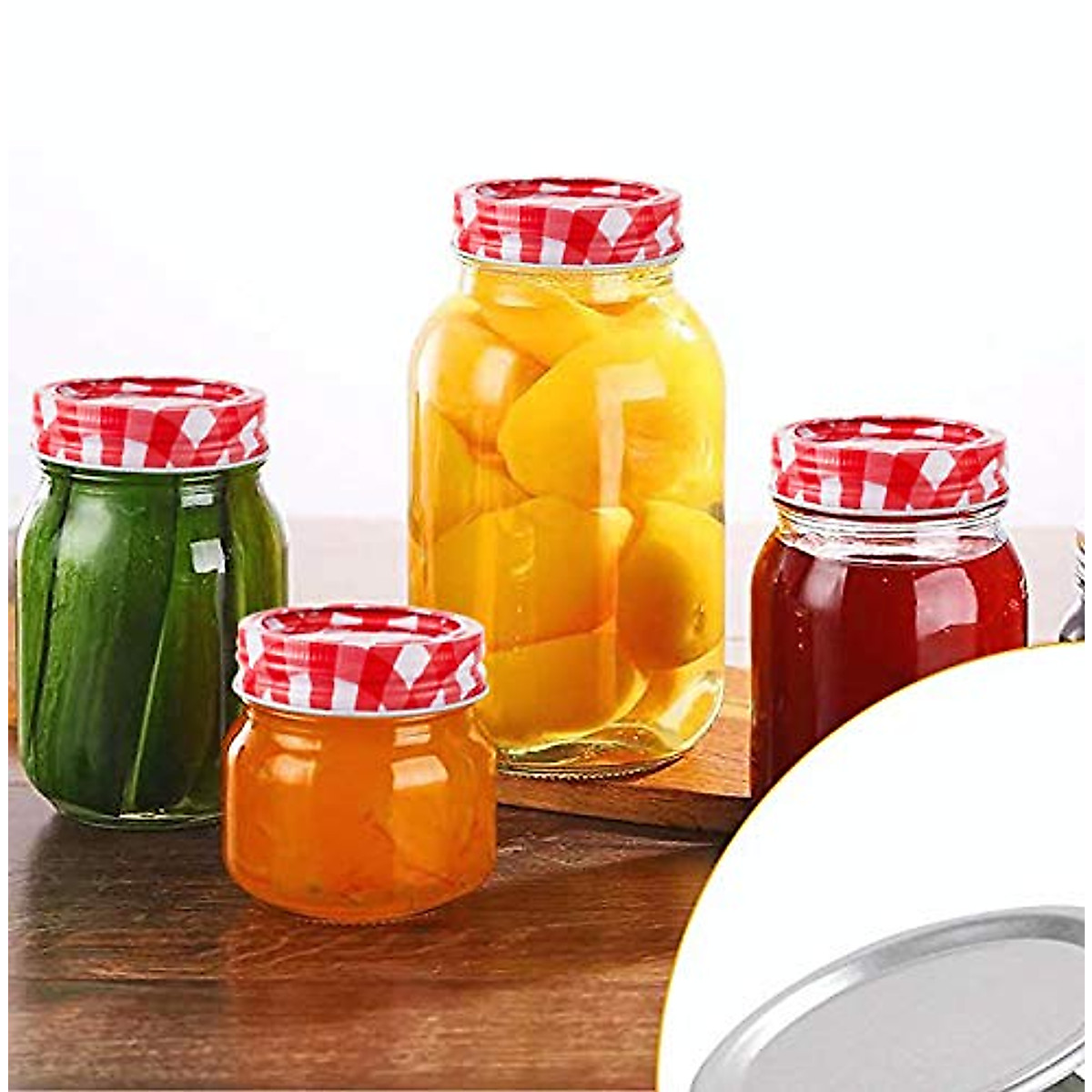 48pcs/24Set Regular Mouth Canning Lids Bands Split-Type for Mason Jar Canning Lids (red and white)