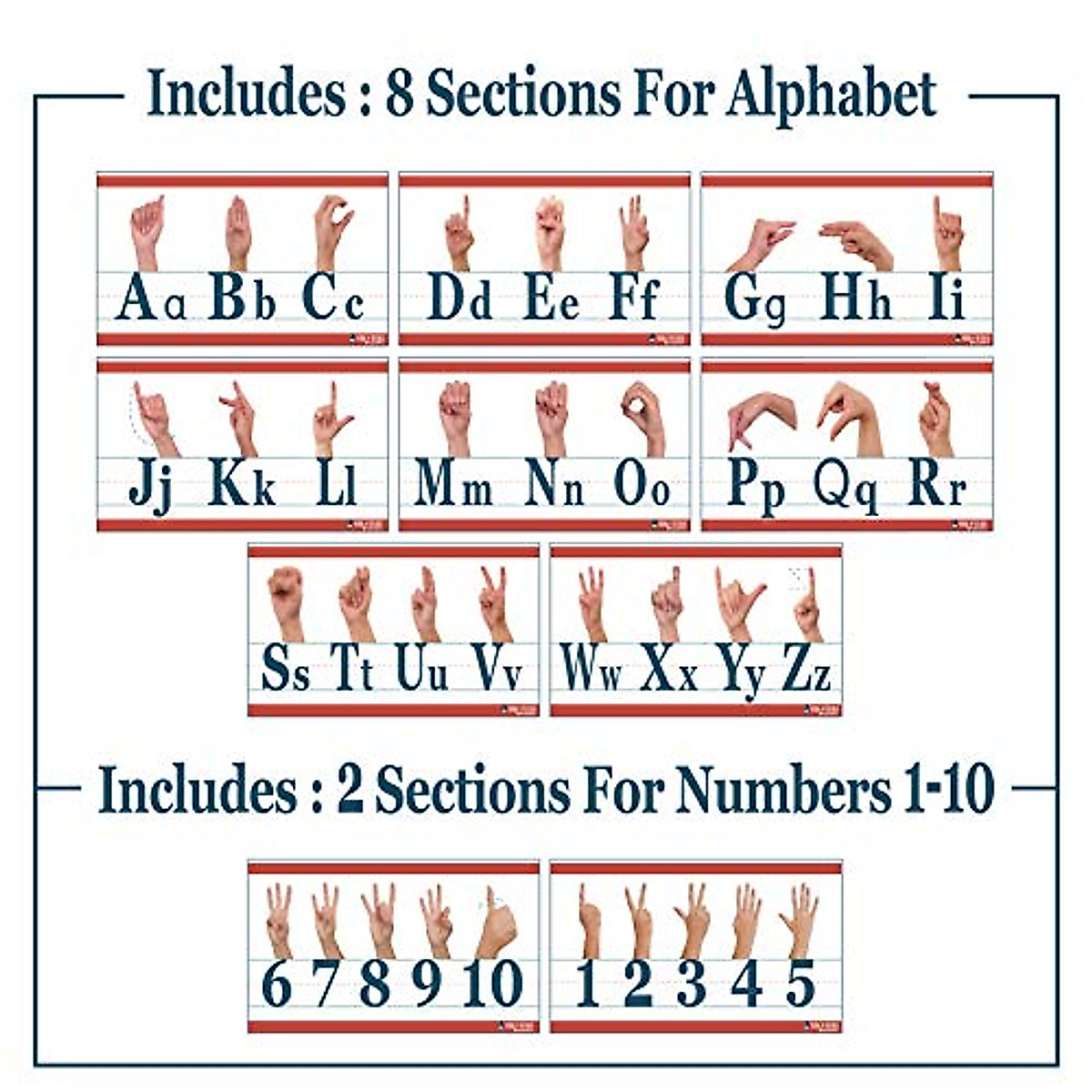 American Sign Language ABC and counting to 10 Alphabet strip Line matte (9"x150") Young N Refined