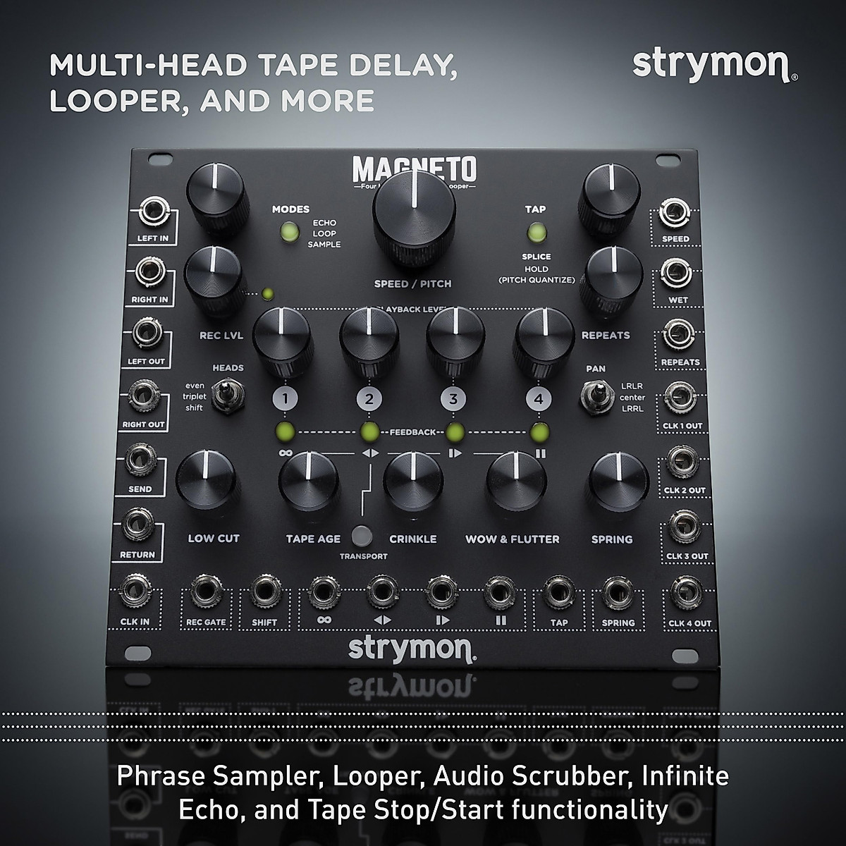 Strymon Magneto Four Head Tape Delay And Looper Eurorack Module with Spring Reverb for Eurorack Synth Setups