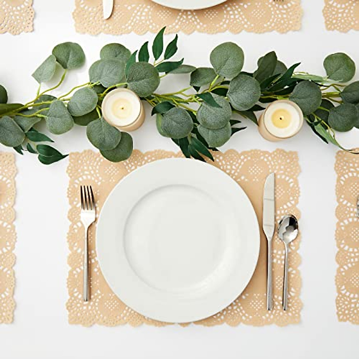 100 Pack Disposable Placemats for Wedding Tables, Thanksgiving, Birthday, Anniversary, Easter, Dinner Party, Lace Paper Doilies for Food, Arts and Crafts (15.5 x 11.7 In)