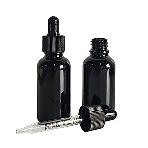 BEGIKET 1 oz Black Glass Dropper Bottle, 12 Pack 30ml Black Glass Bottles with Glass Eye Dropper, for Essential Oils, Aromatherapy Oil, Beard Oil, Perfume, Leak Proof Travel Bottles for Liquids