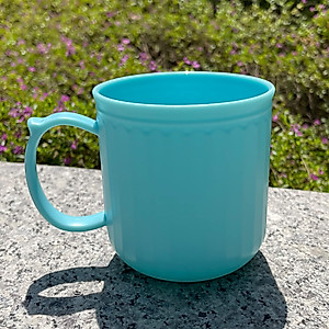 AOYITE Plastic Coffee Cups with Handles - Unbreakable BPA Free Coffee Mugs 13 oz set of 4 - Reusable Dishwasher Safe Hard Drinking Cups for Kids Kitchen Outdoor (Thick Wall)